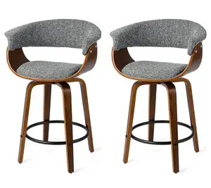 GLITZHOME Mid-century Modern Fabric Swivel Coun Ter Stools S/2 - One-color
