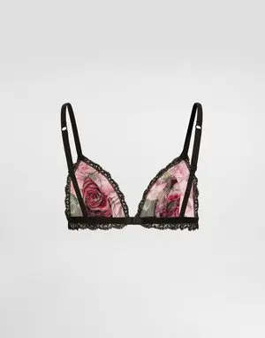 Dolce & Gabbana Rose- Satin And Tulle Triangle Bra