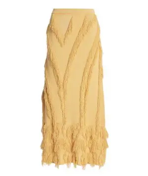 Ulla Johnson Ulla Johnson Astrid Fringed Knit Maxi Skirt Yellow