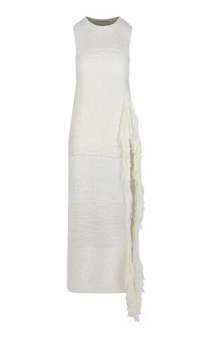 HEIRLOME Selena Fringed Knit Silk Maxi Tunic Dress