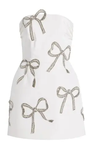 Carolina Herrera Embellished Silk Mini Dress - White