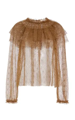 Ulla Johnson Viviane Capelet Lace Shirt - Gold