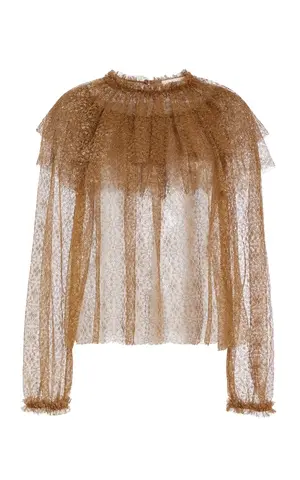 Ulla Johnson Viviane Capelet Lace Shirt - Gold