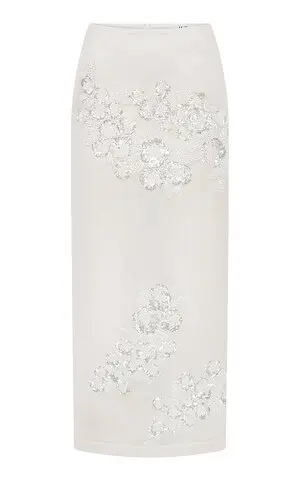 Ila Exclusive Pixie Embellished Silk-organza Midi Skirt