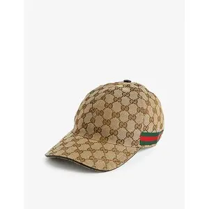Gucci Monogram-pattern Striped-trim Woven Cap - Be Ebo/cocoa/vrv