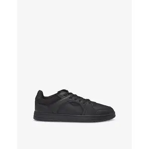 Hugo Brand-print Faux-leather Low-top Trainers - Black