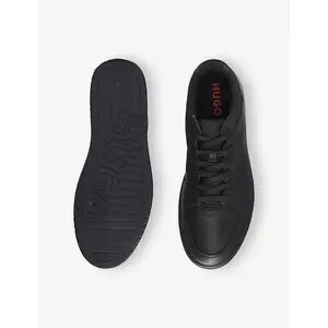 Hugo Brand-print Faux-leather Low-top Trainers - Black