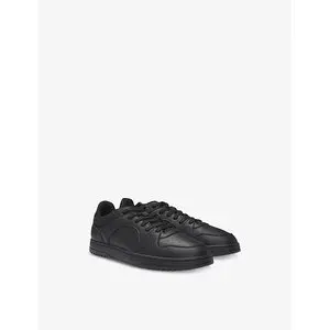 Hugo Brand-print Faux-leather Low-top Trainers - Black
