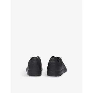 Hugo Brand-print Faux-leather Low-top Trainers - Black