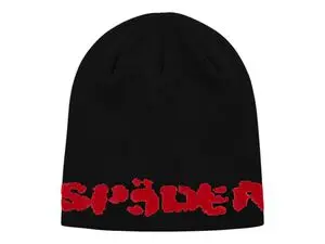 SP5DER Fuzzy Logo Mohair Beanie - Black