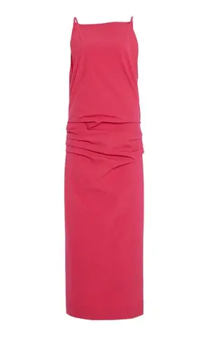 Women's Ruched Square Neck Midi Dresses