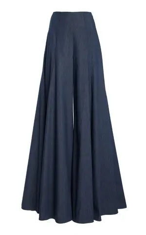 Carolina Herrera Cotton Chambray Palazzo Pants
