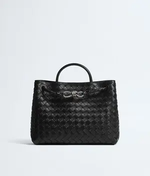 Bottega Veneta Intrecciato Leather Top Handle Bag - Black
