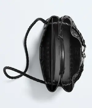 Bottega Veneta Intrecciato Leather Top Handle Bag - Black