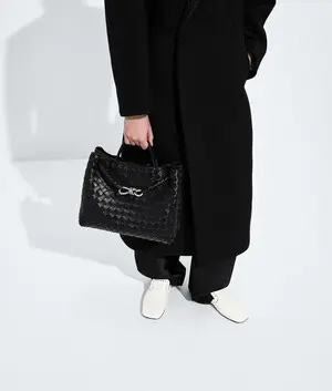 Bottega Veneta Intrecciato Leather Top Handle Bag - Black