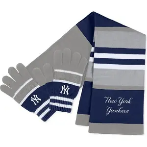 WEAR BY ERIN ANDREWS New York Yankees Stripe Glove & Scarf Set - Blue