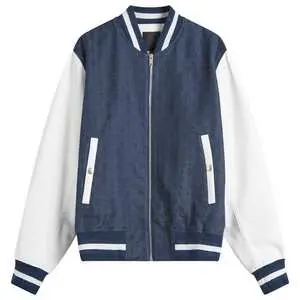 Givenchy Mixed Material Varsity Jacket - Navy/white