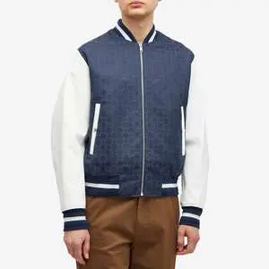 Givenchy Mixed Material Varsity Jacket - Navy/white