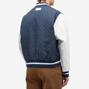 Givenchy Mixed Material Varsity Jacket - Navy/white