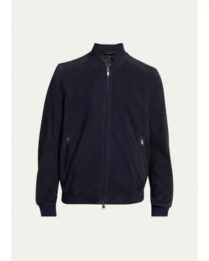 Brioni Perforated Suede Bomber Jacket