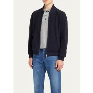 Brioni Perforated Suede Bomber Jacket