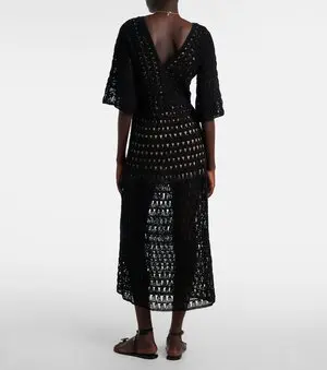 Anna Kosturova Marissa Cotton Crochet Maxi Dress - Black
