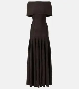 Khaite Ava Off-shoulder Maxi Dress - Brown