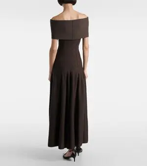 Khaite Ava Off-shoulder Maxi Dress - Brown