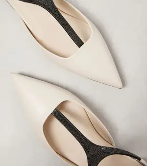 Brunello Cucinelli Monili Leather T-bar Flats