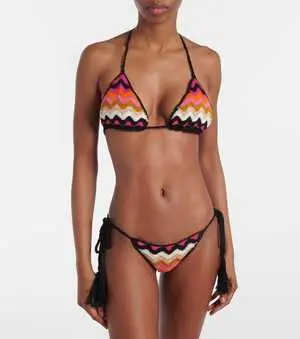 Anna Kosturova Striped Crochet Bikini Top - Multicoloured