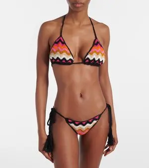 Anna Kosturova Striped Crochet Bikini Top - Multicoloured