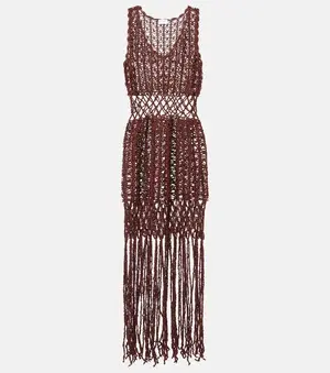 Anna Kosturova Fringed Cotton Minidress - Brown