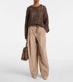 Brunello Cucinelli Monili Suede Slingback Pumps - Neutrals
