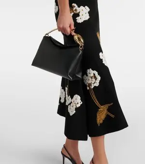 Erdem Bloom Medium Leather Tote Bag - Black