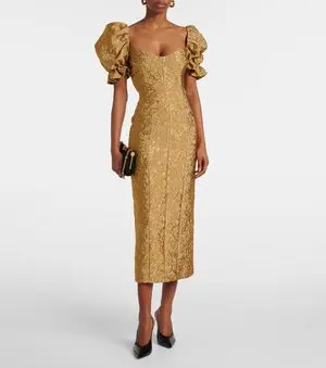 MARKARIAN Farrah Floral Brocade Midi Dress