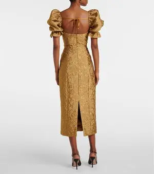 MARKARIAN Farrah Floral Brocade Midi Dress