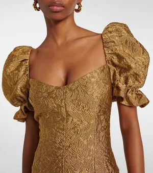 MARKARIAN Farrah Floral Brocade Midi Dress