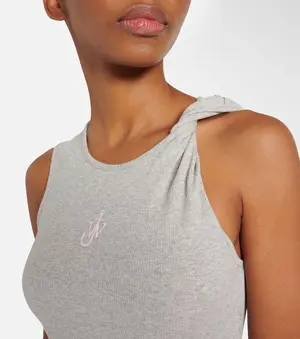 JW Anderson Logo Embroidered Cotton Maxi Dress - Grey