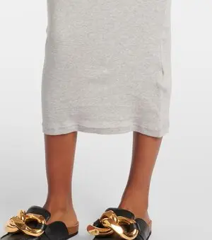 JW Anderson Logo Embroidered Cotton Maxi Dress - Grey