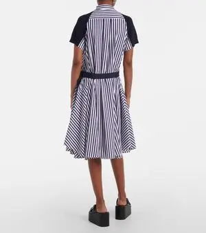 Sacai Striped Cotton Midi Dress - Blue | Editorialist