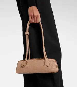 Alaïa Le Teckel Small Croc-effect Shoulder Bag - Beige