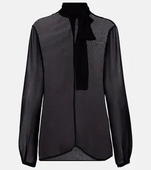 Alaïa Tie-neck Georgette Blouse - Black