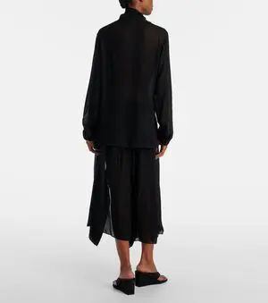 Alaïa Tie-neck Georgette Blouse - Black