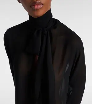 Alaïa Tie-neck Georgette Blouse - Black