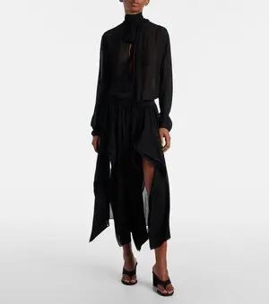 Alaïa Tie-neck Georgette Blouse - Black