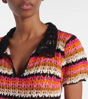 Anna Kosturova Striped Cotton Polo Shirt - Multicoloured