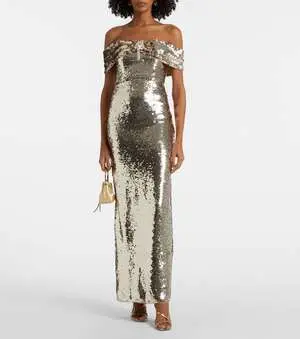 SELF-PORTRAIT Sequined Maxi Dress