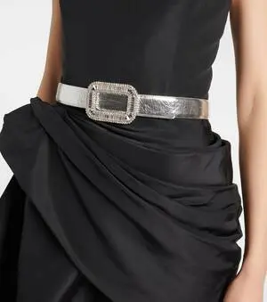 ROGER VIVIER Pilgrim Metallic Leather Belt
