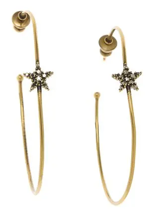 Dior Crystal Star Hoop Earrings - Gold