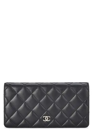 Chanel Quilted Lambskin Classic Long Yen Wallet - Black
